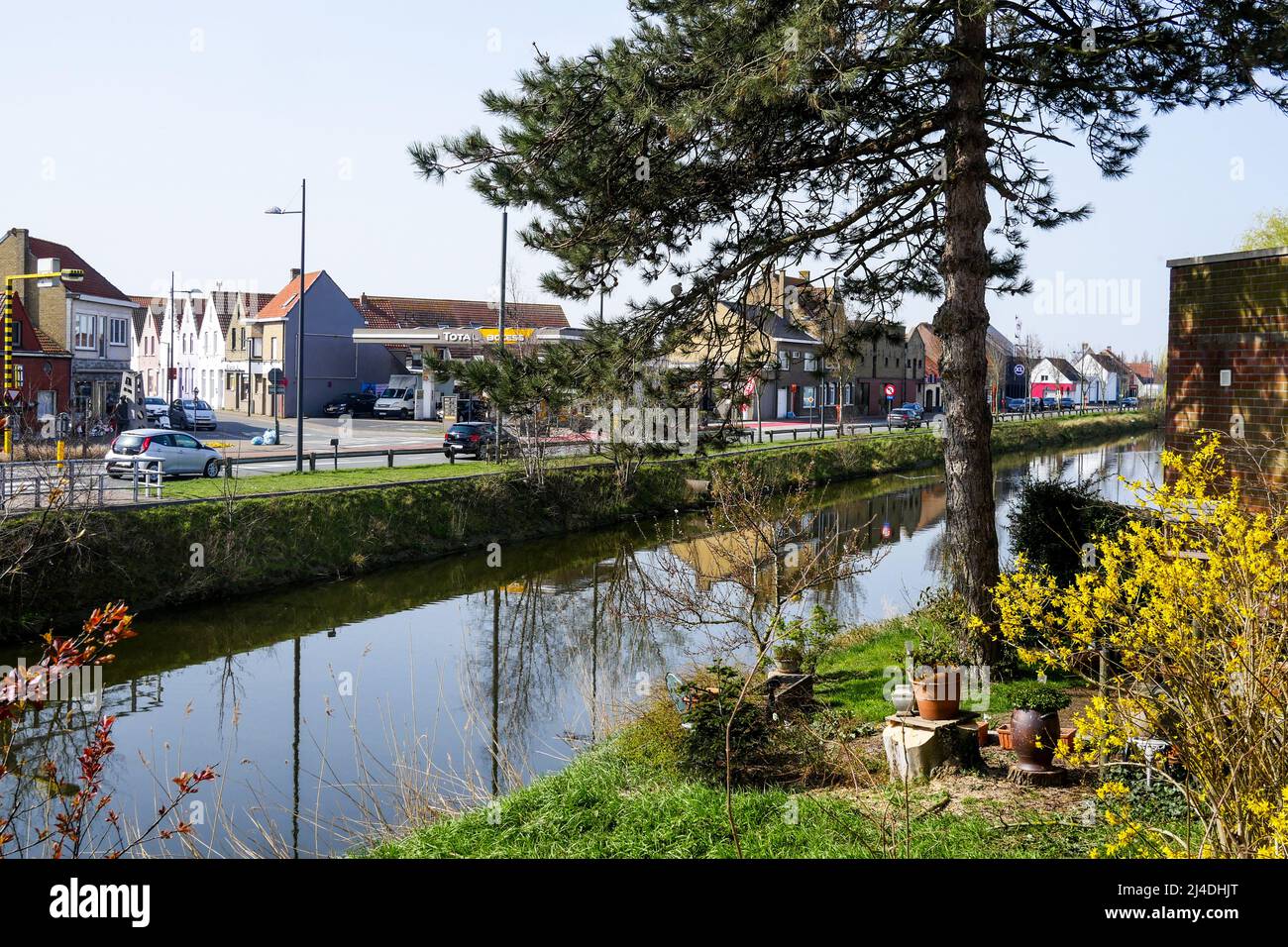 Nieuport to Dunkirk canal, Adinkerke, Belgium Stock Photo - Alamy