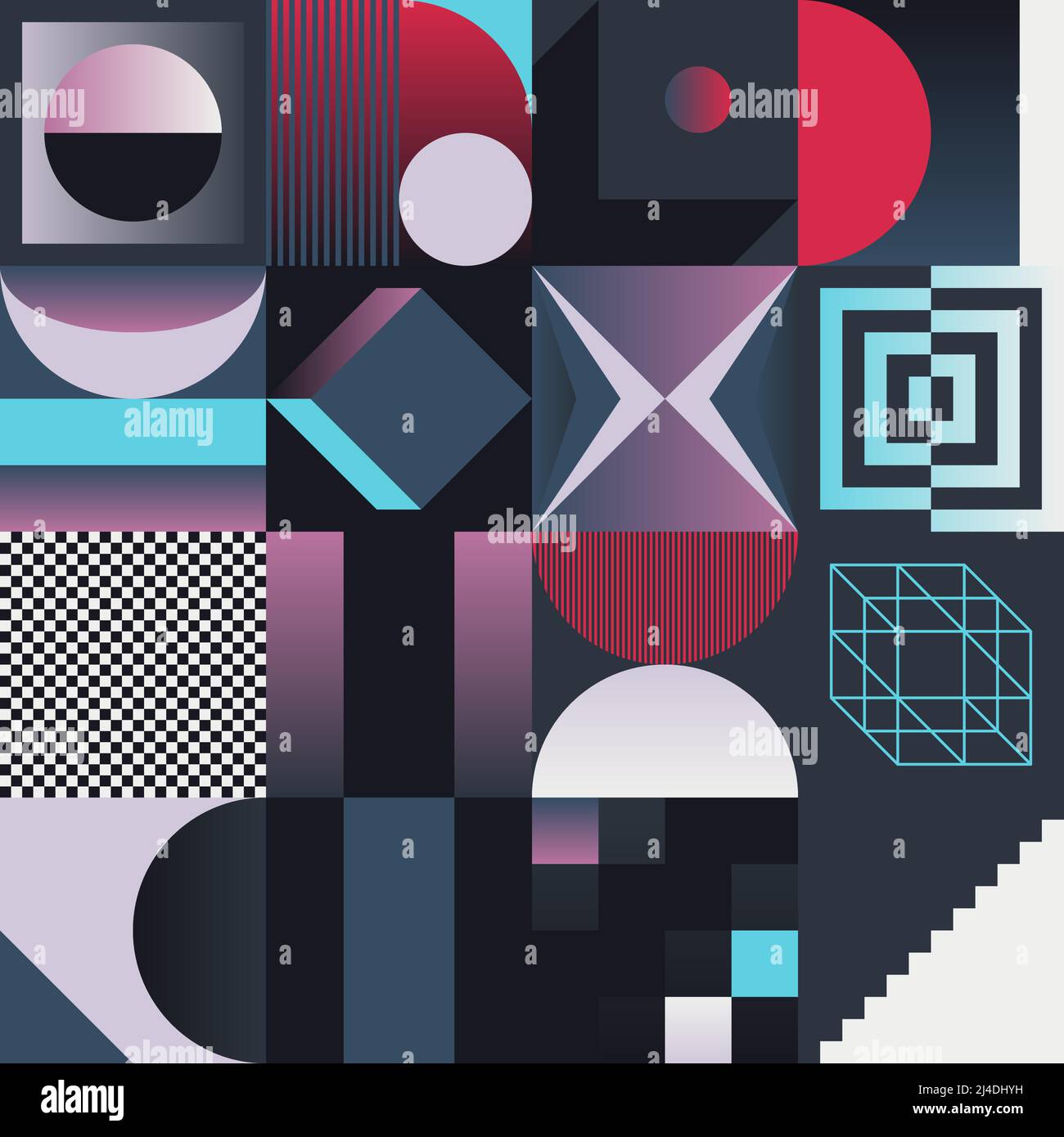 Retro Future Art inspired vector pattern artwork made with abstract ...