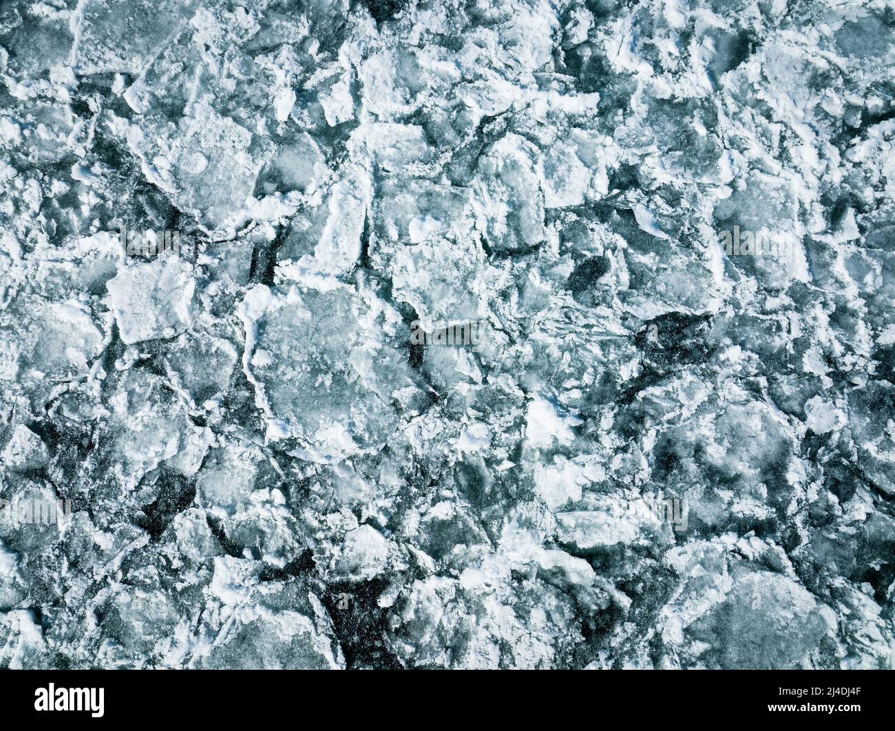 Aerial view of ice floe patterns over the St.Lawrence River during ...