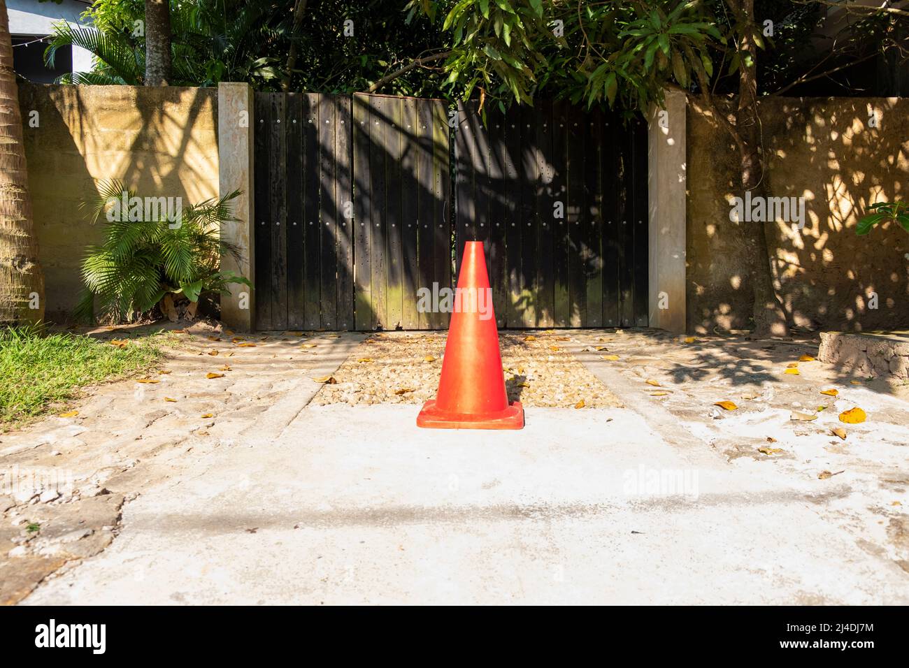 red cone on the road Stock Photo - Alamy