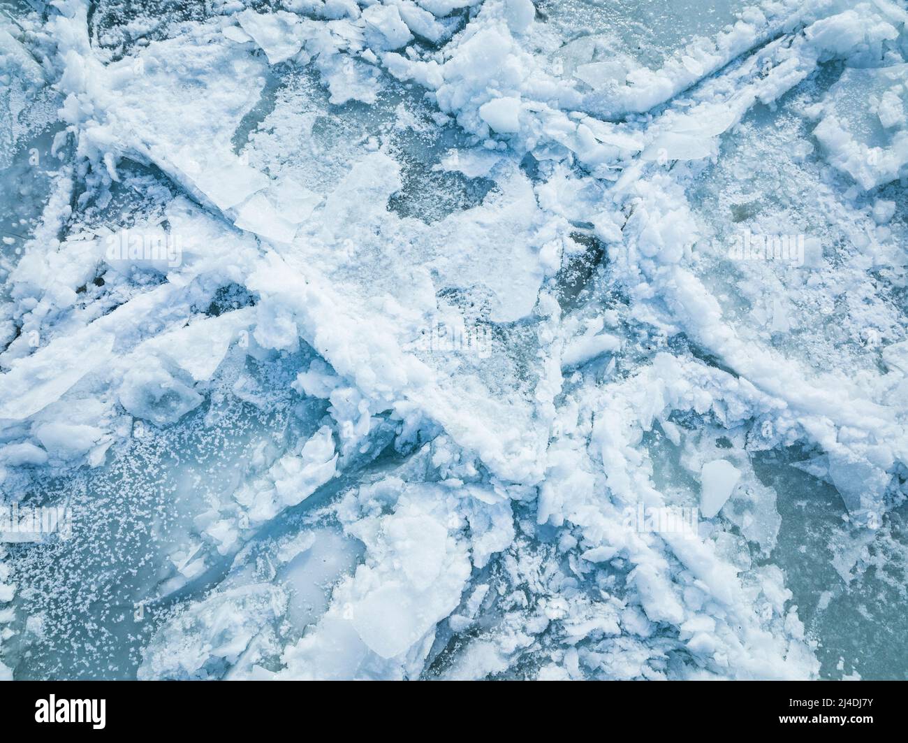 Aerial view of ice floe patterns over the St.Lawrence River during ...