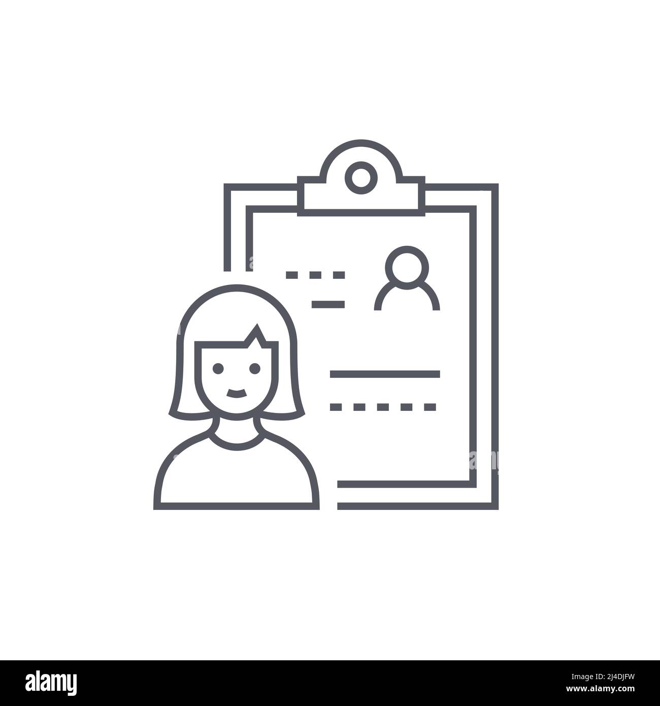 Girl questionnaire - modern black line design style icon Stock Vector ...