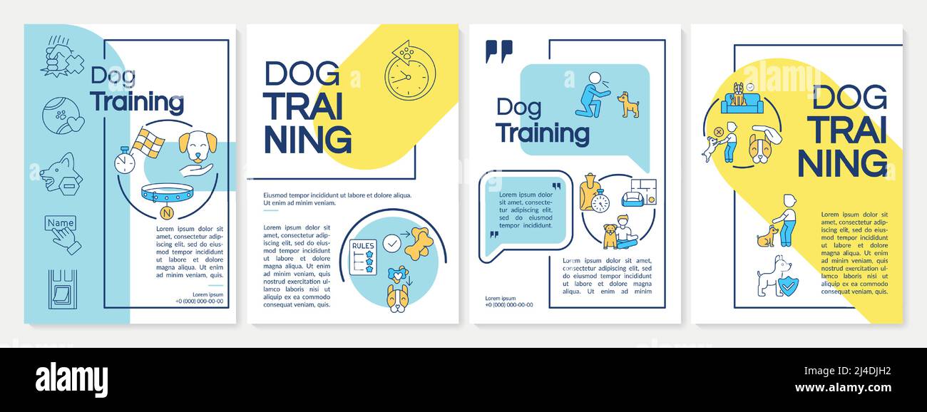 Professional dog training school blue and yellow brochure template ...