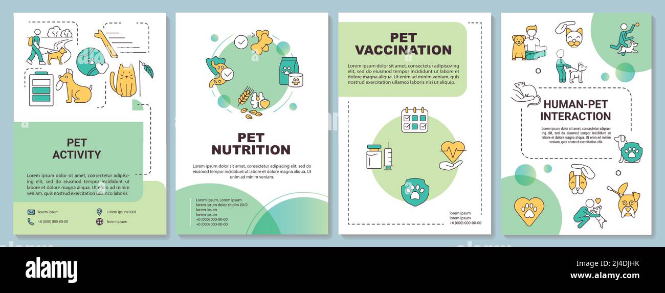 Proper pet care routine green brochure template Stock Vector Image ...