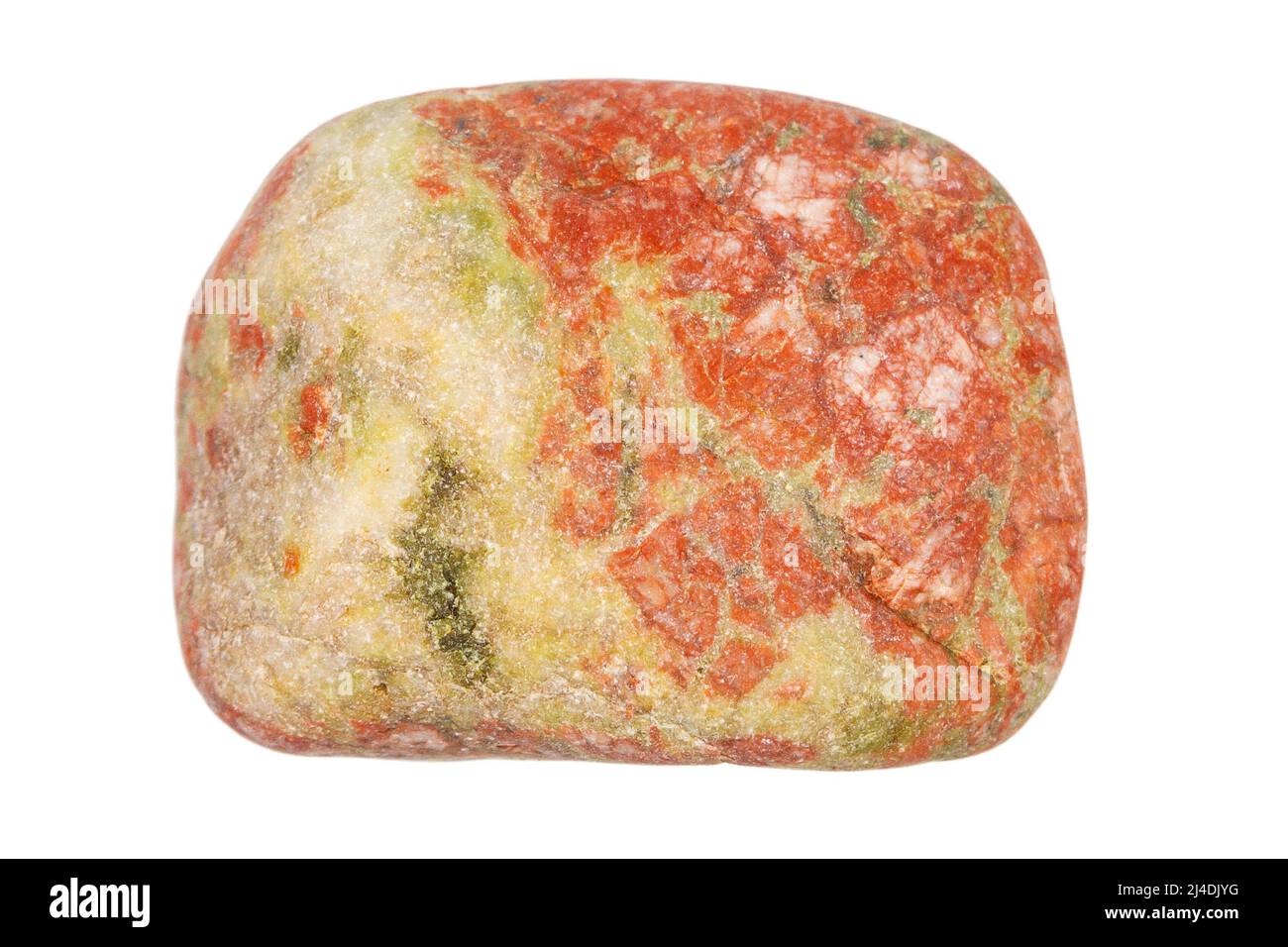 Top view of single yellow red pebble isolated on white background Stock ...