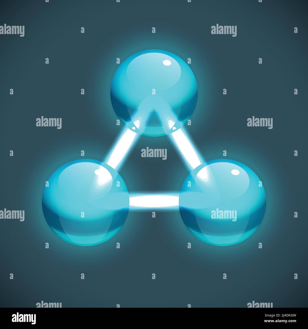 Bright molecule structure template with round connected turquoise atoms ...