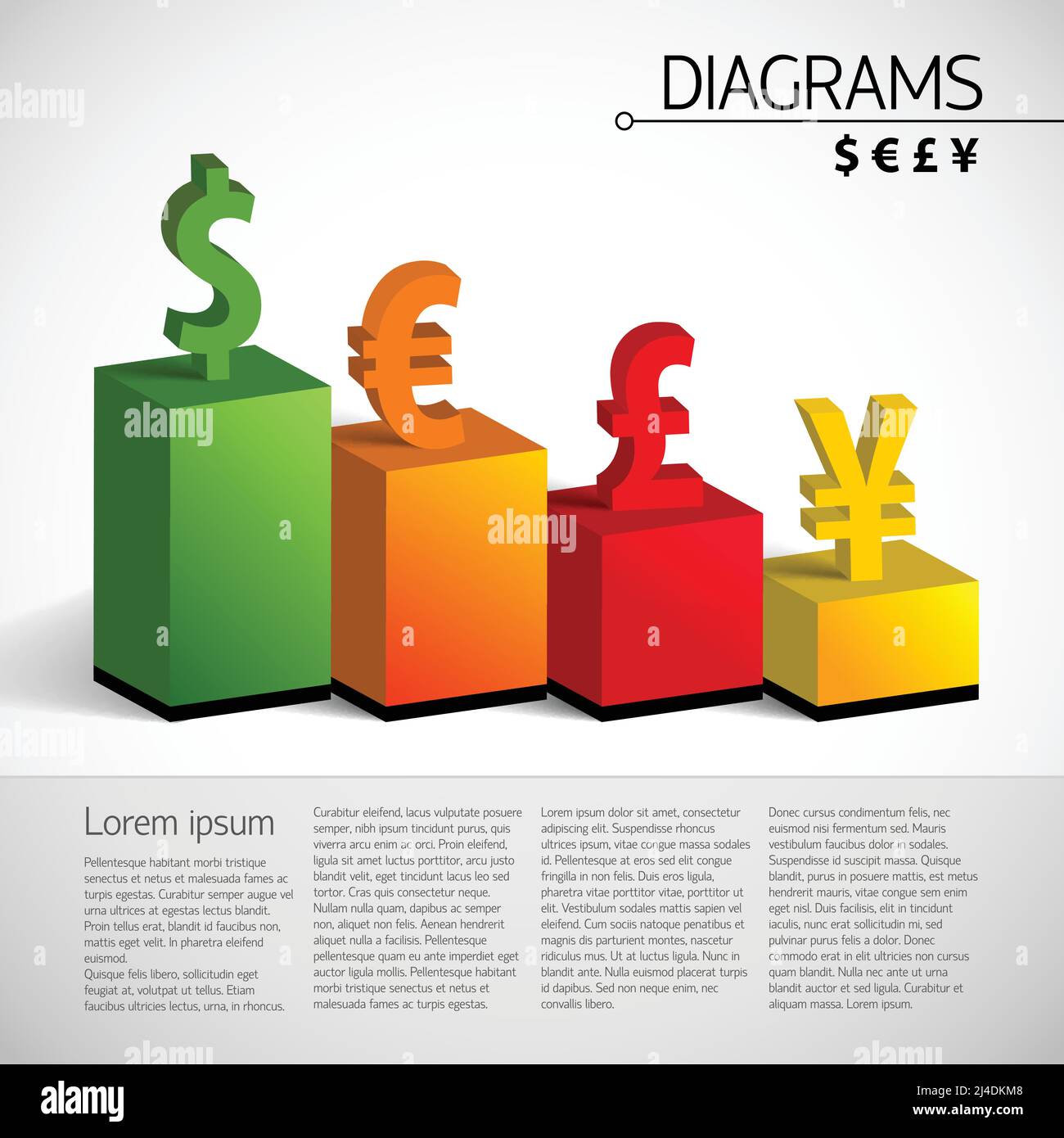 Business 3d bar chart template with text fields and correlation of ...