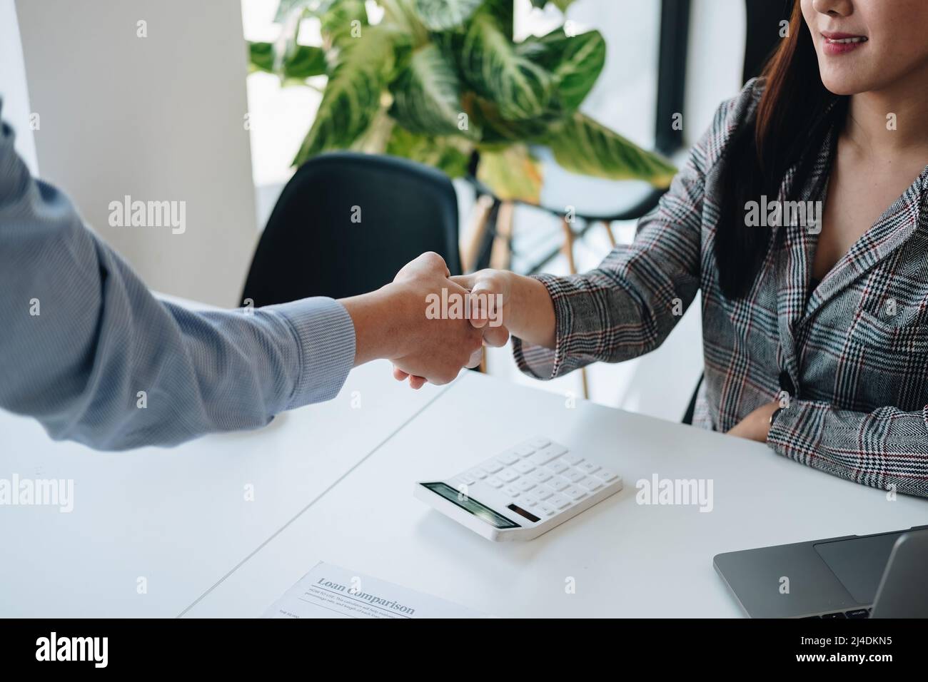 Teamwork partnership meeting concept, Two confident Business shaking ...