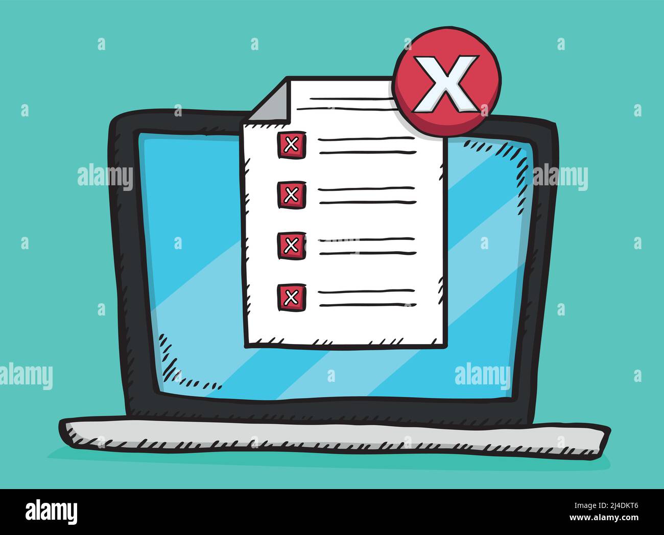 Hand drawn doodle vector illustration of checklist with all bad answers ...