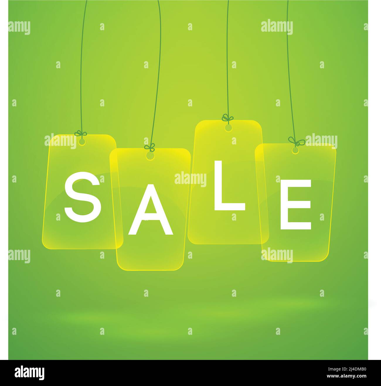 Bright green background with word sale written on labels flat vector ...