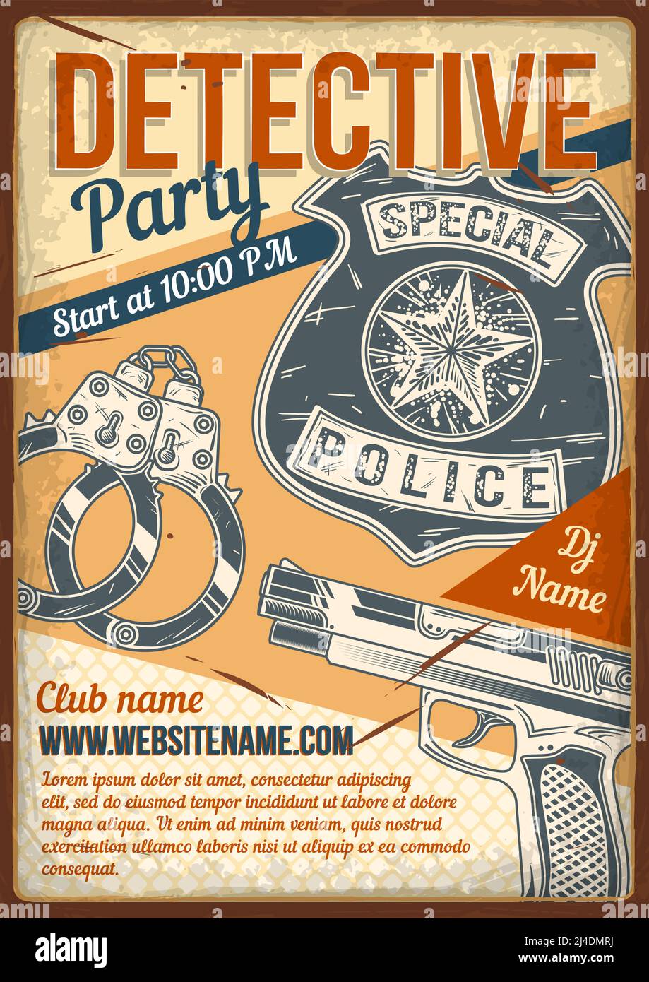 Advertising poster design with illustration of detective's handcuffs ...