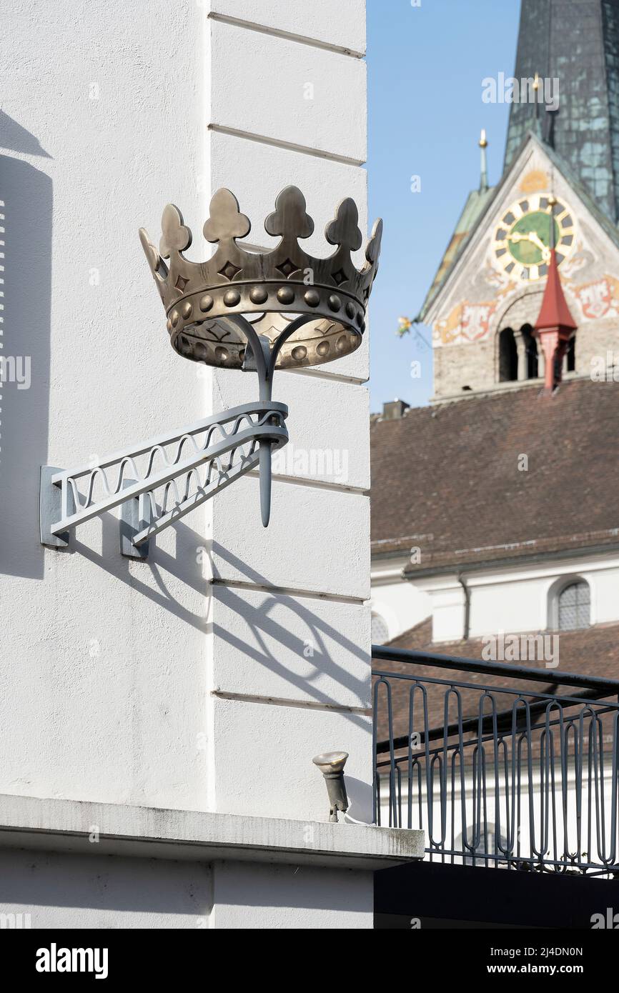 Crown as an inn symbol, where Goethe stayed on October 6, 1797, Stans ...