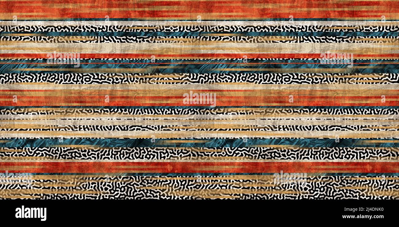 Seamless tribal ethnic stripe grungy border surface pattern design for ...