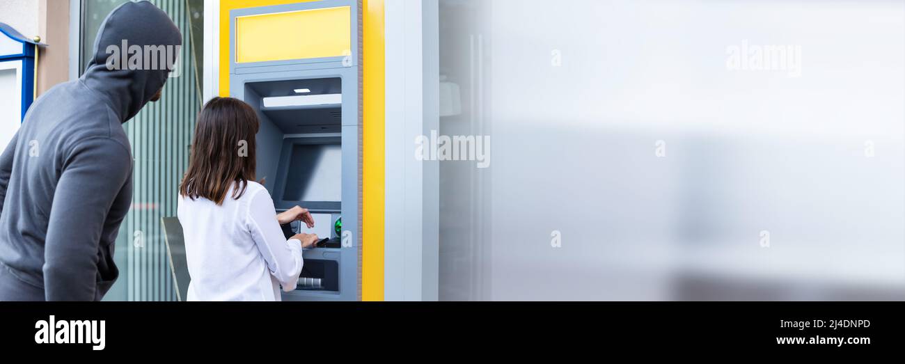 Male Trying To Steal Pin Code Of Woman's Card Using ATM For Withdrawing ...