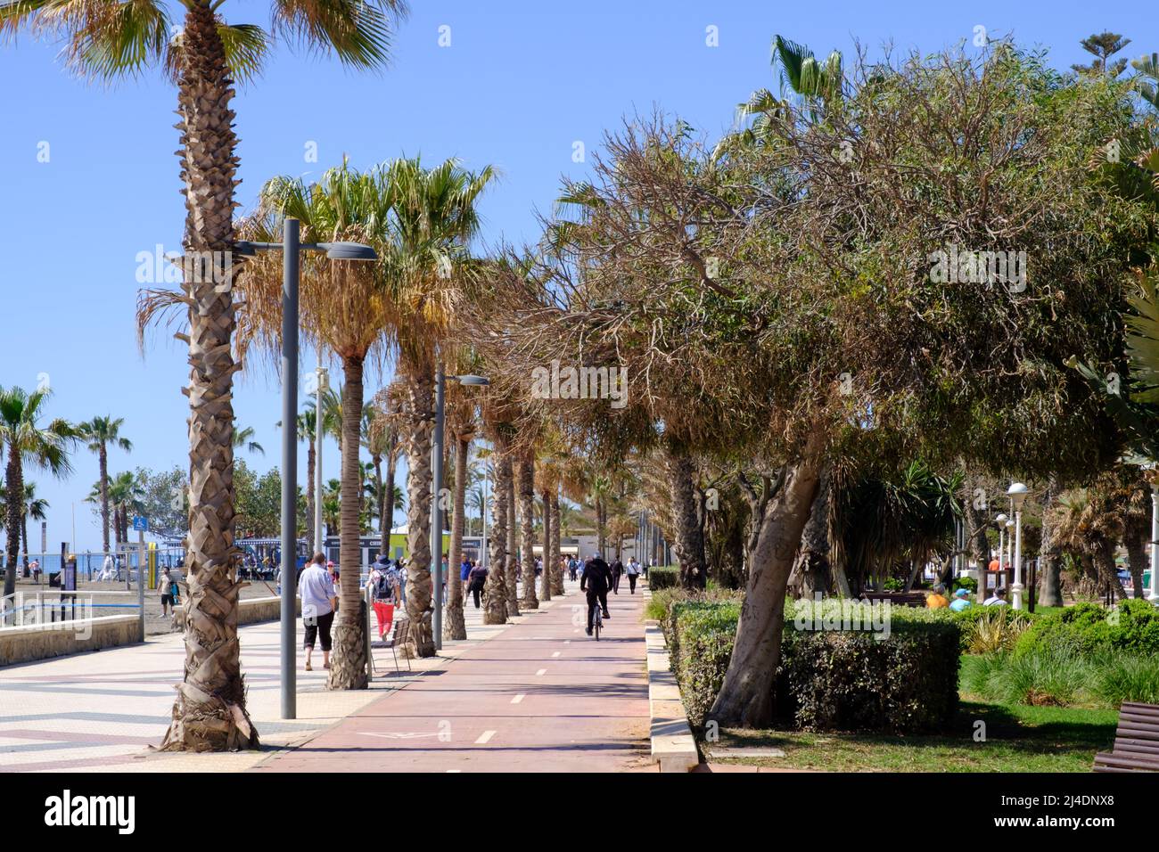 A walk along the beach promenade in Torre del Mar, Andalucía, Costa del ...