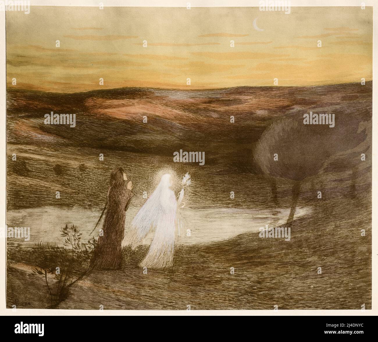 Dante Meets Beatrix, (Dante and Beatrice), painting by Henri Martin ...