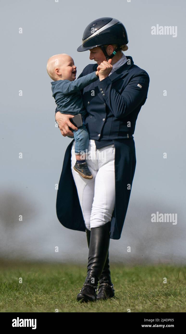 Zara Tindall with her son Lucas after competing at the Barefoot ...