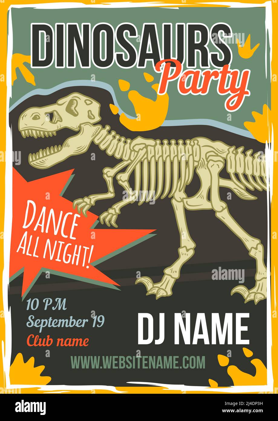Advertising poster design with illustration of dinosaur on background ...