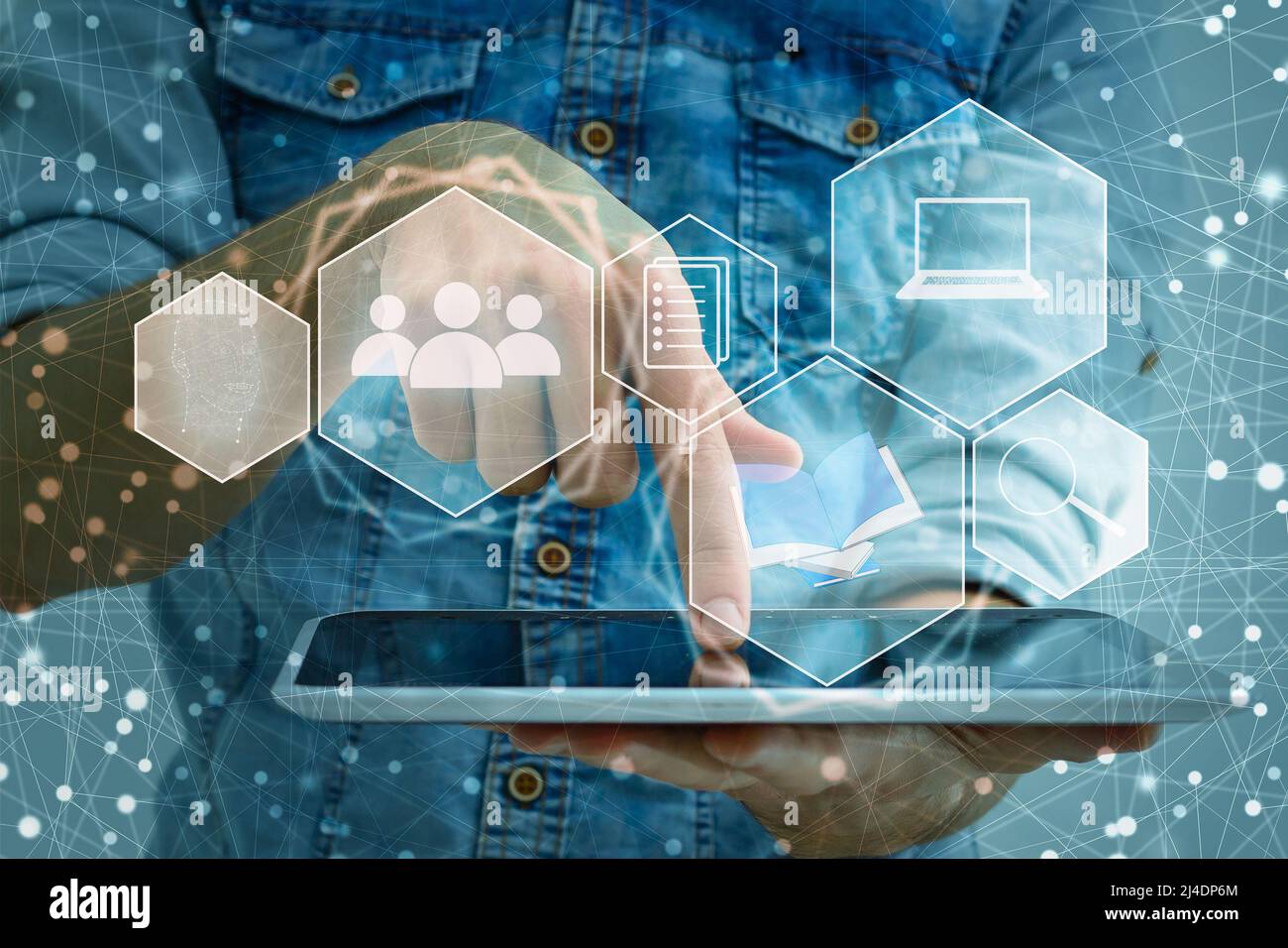 Concept of digital screen, virtual connection icon,diagram, graph ...