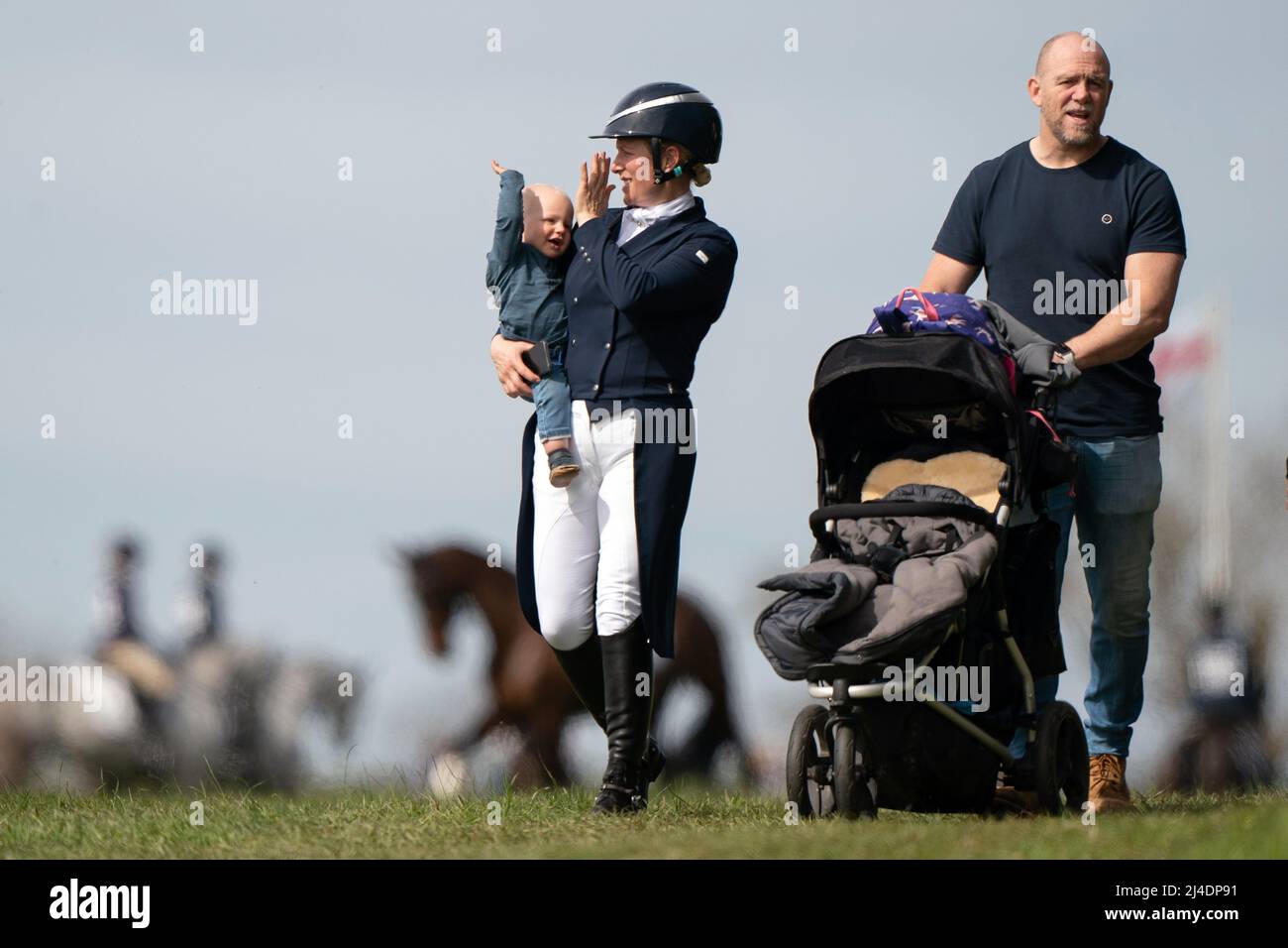 Zara Tindall gets a high five from her son Lucas after competing at the ...