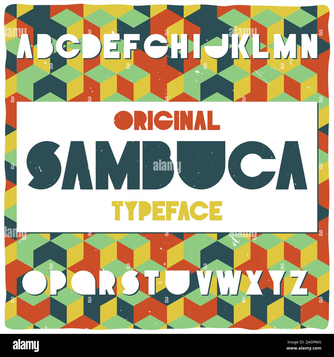 Vintage label typeface named "Sambuca" with pattern on background. Good ...