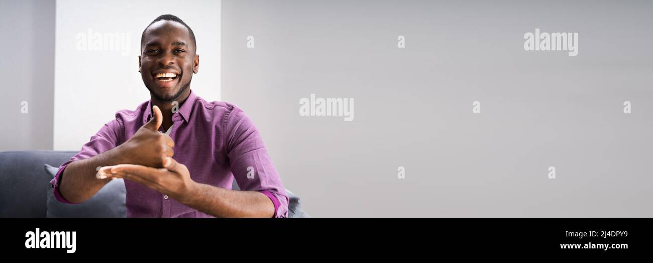 African American Deaf Man Using Sign Language Stock Photo - Alamy