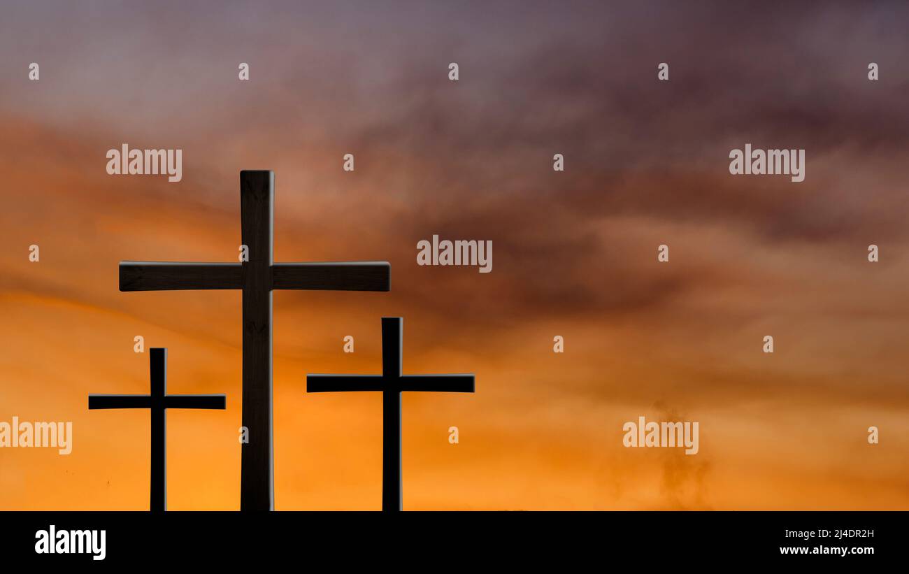 Three crosses on the mountain., Concept for Christian, Christianity ...