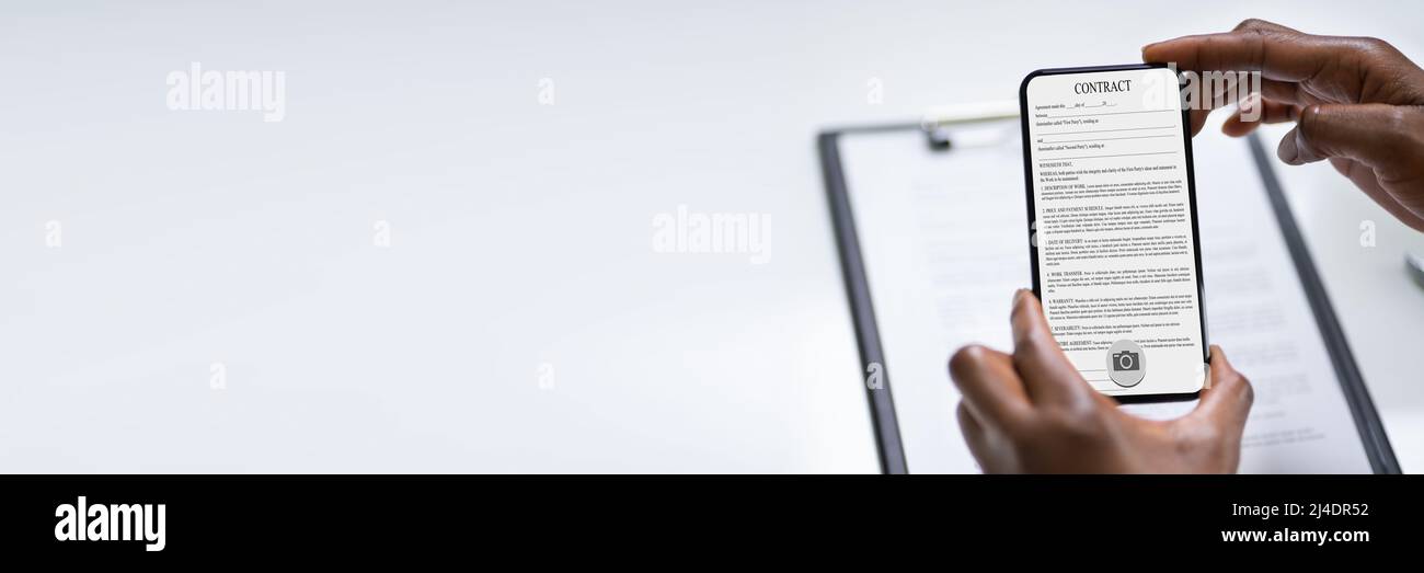 Taking Document Paper Photo Using Smartphone Scanner App Stock Photo ...