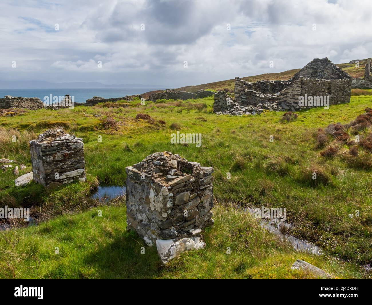 The Ruins of Riasg Buidhe and abandoned fishing village on the Inner ...