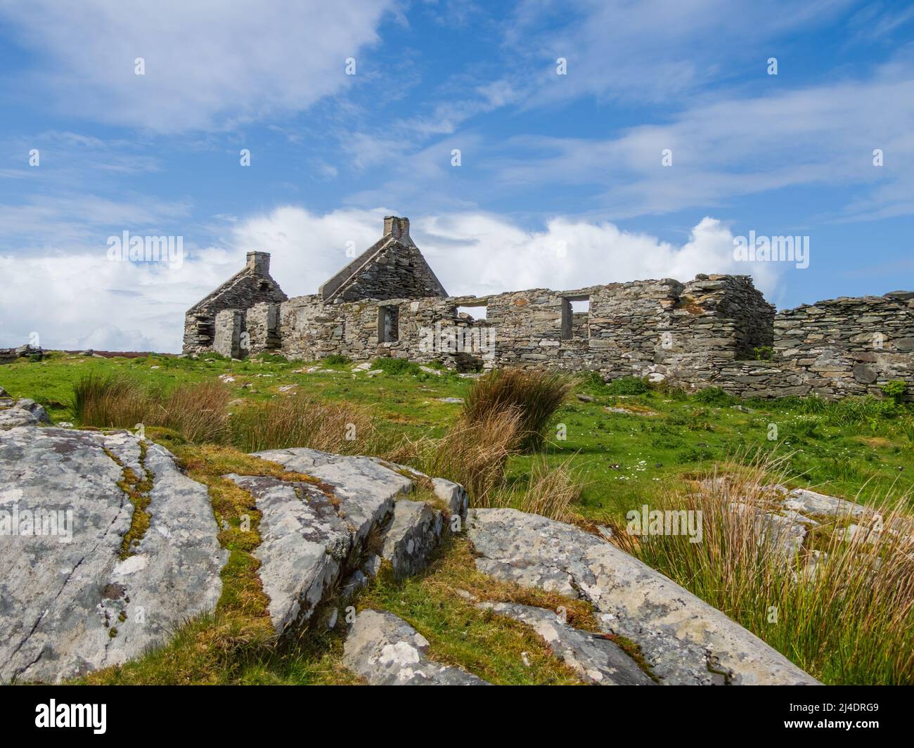 The Ruins of Riasg Buidhe and abandoned fishing village on the Inner ...