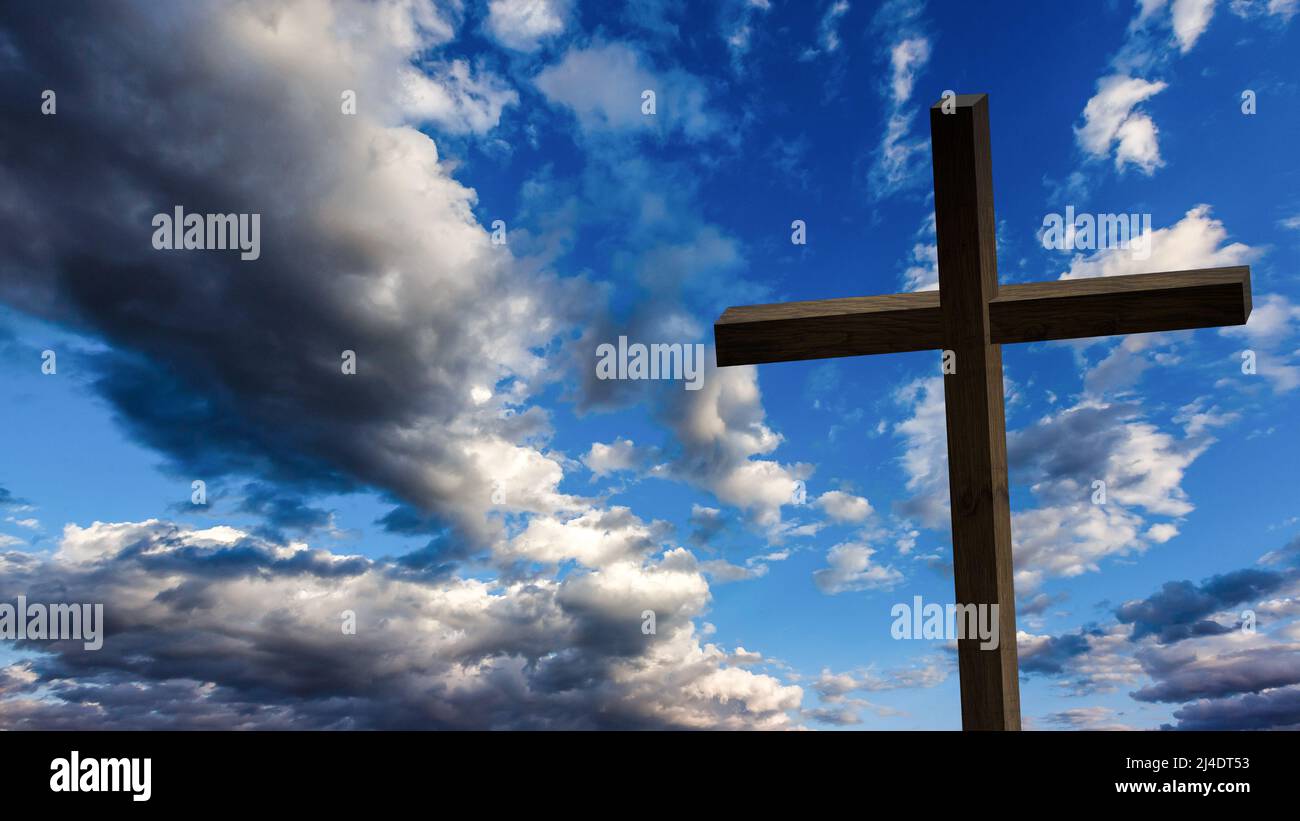Jesus Christ cross. Easter, resurrection concept. Christian wooden ...