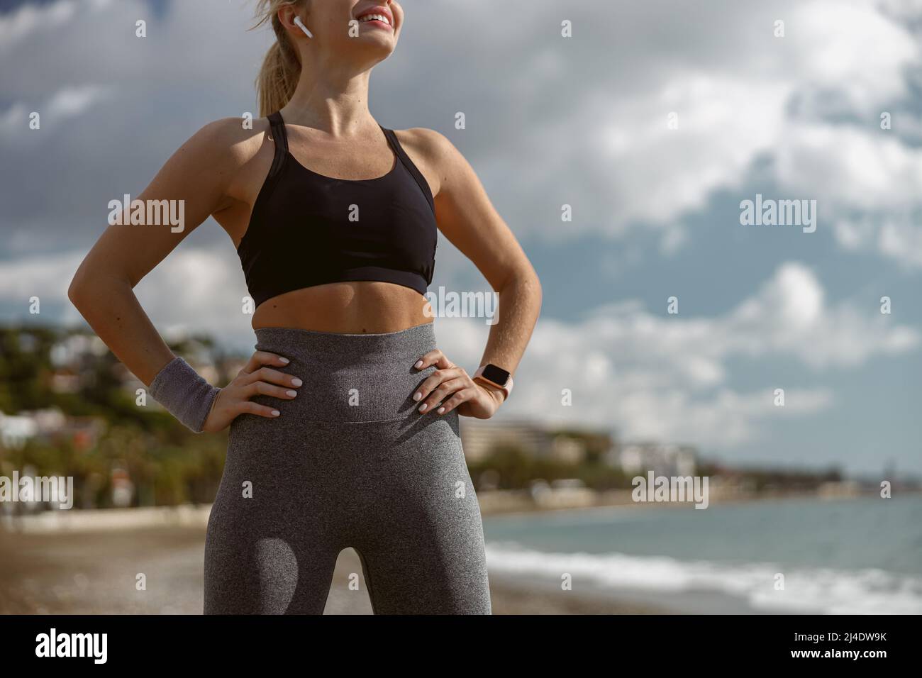 Female beach exercise clothes hi-res stock photography and images - Alamy