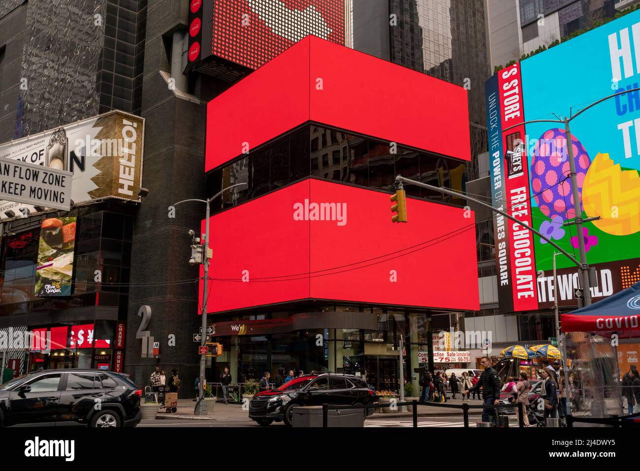 A digital display in Times Square in New York is caught between the ...