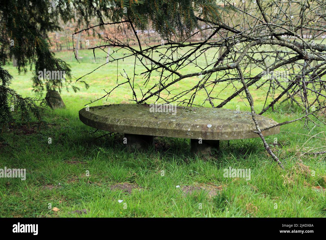 Unusual table top gravestone near the ruins of St Mary's church ...