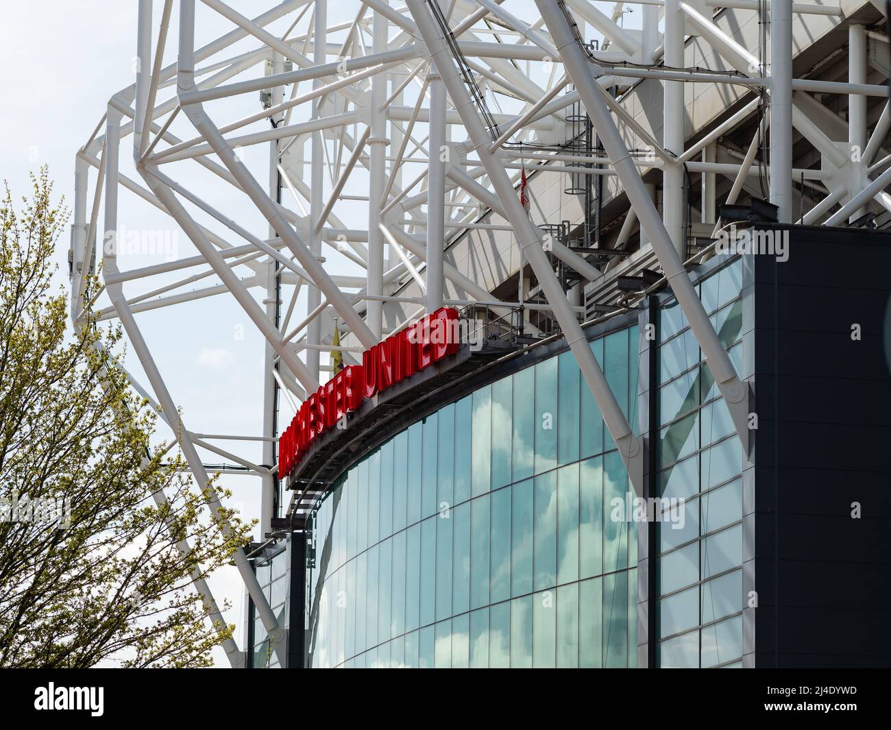 Old Trafford Manchester United's football stadium and sign Stock Photo ...