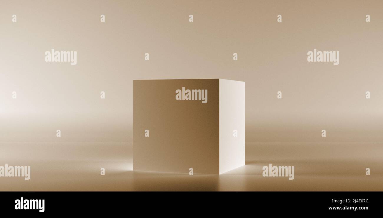 Simple 3d cube render. Studio light scene visualisation. Empty mockup ...
