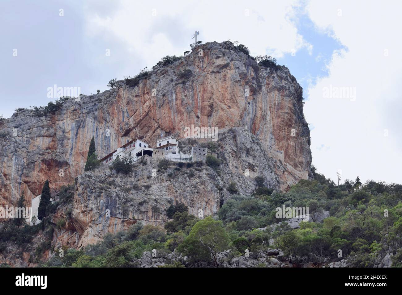 Greek monastery (Panagia Elonis or Elona) located at a steep rocky ...