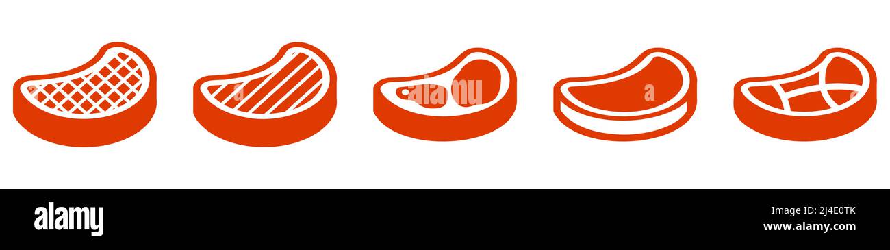 Red steak icon set Stock Vector Image & Art - Alamy