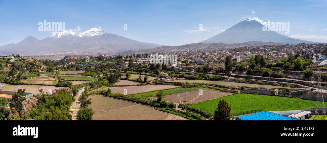 A Panorama Of The City Of Arequipa and The Chachani and El Misti ...