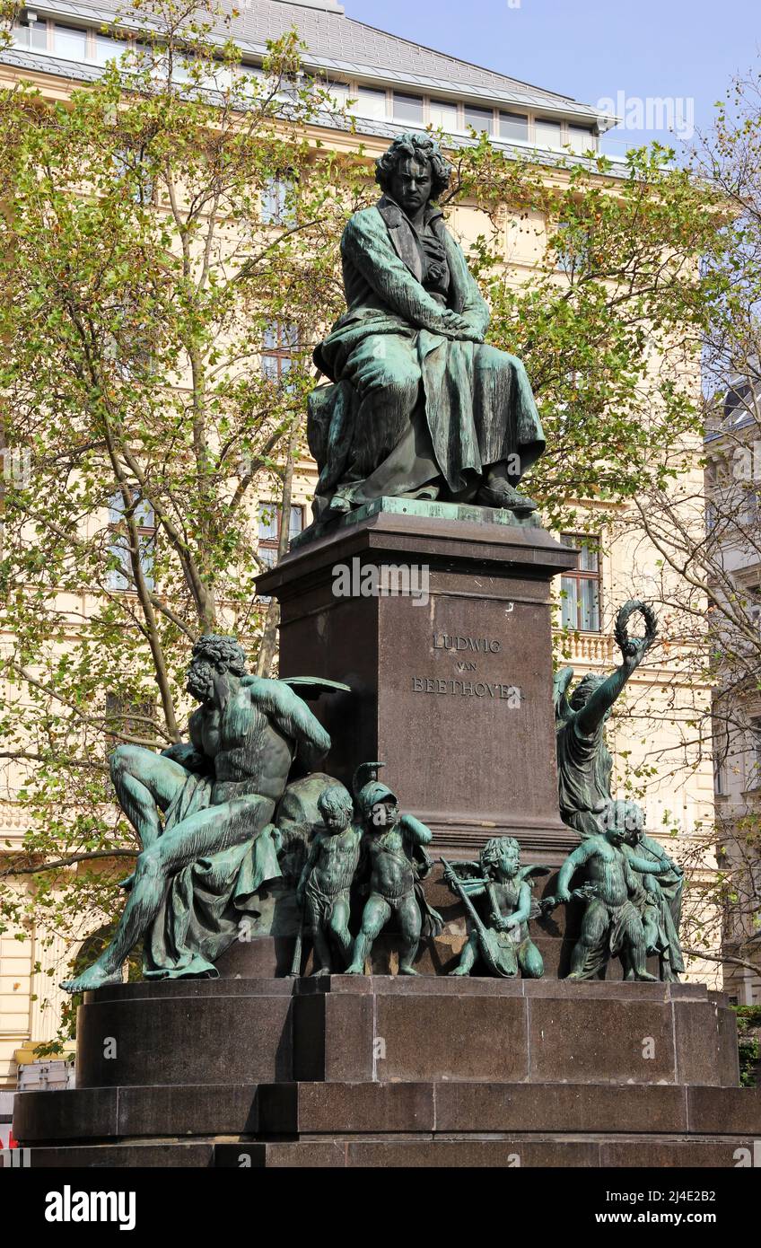 The bronze statue of the great musician Ludwig van Beethoven in Vienna ...