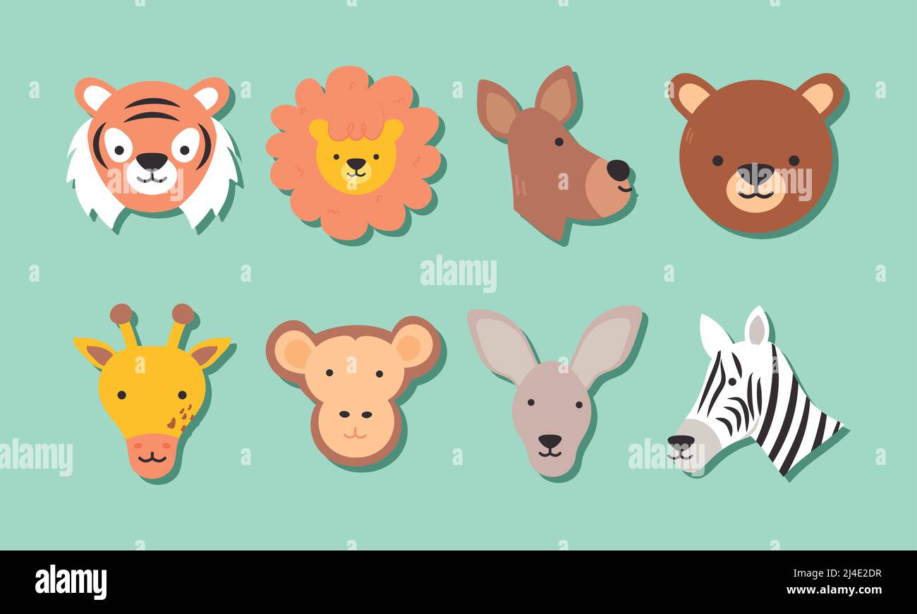 cute animals icon collection Stock Vector Image & Art - Alamy