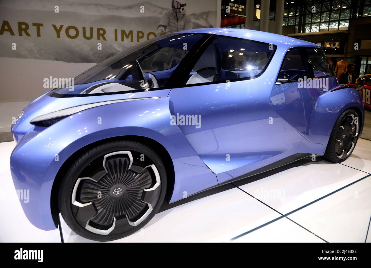 New York, New York, USA. 14th Apr, 2022. A view of the TOYOTA electric ...