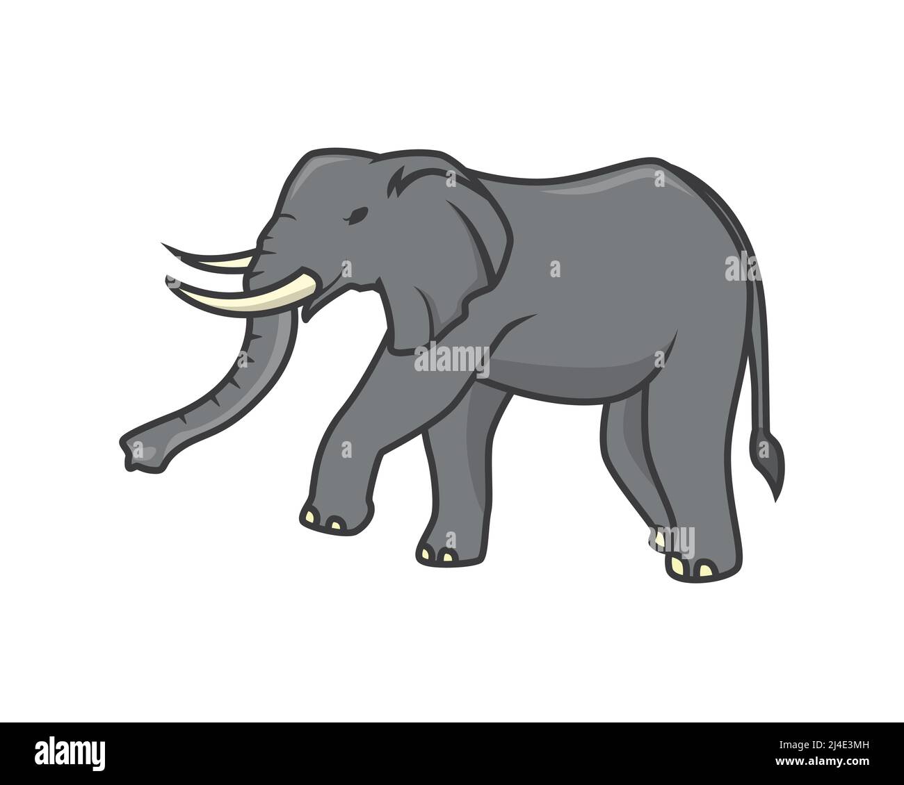 Detailed Elephant with Standing Gesture Illustration Vector Stock ...