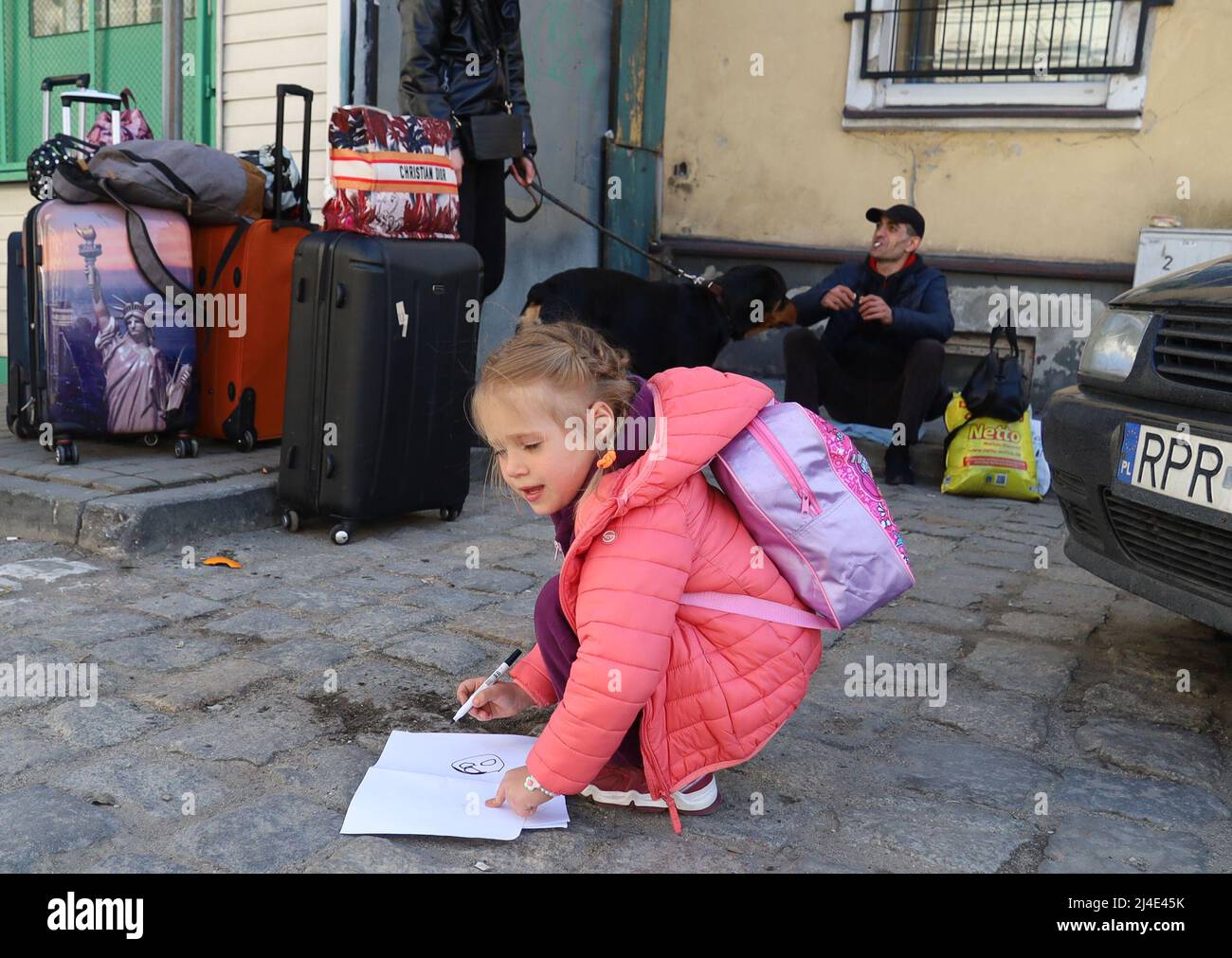 Przemysl, Poland. 13th Apr, 2022. Little girl ""” Ukrainian Refugees at ...