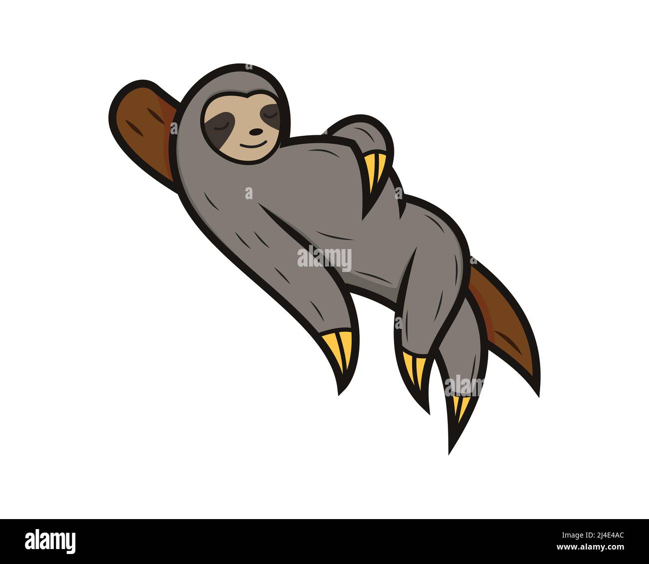 Lazy Sloth with Sleeping Posing Illustration Vector Stock Vector Image ...