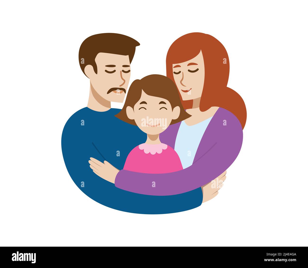 Mom and Dad Hugging Their Daughter Illustration Vector Stock Vector ...