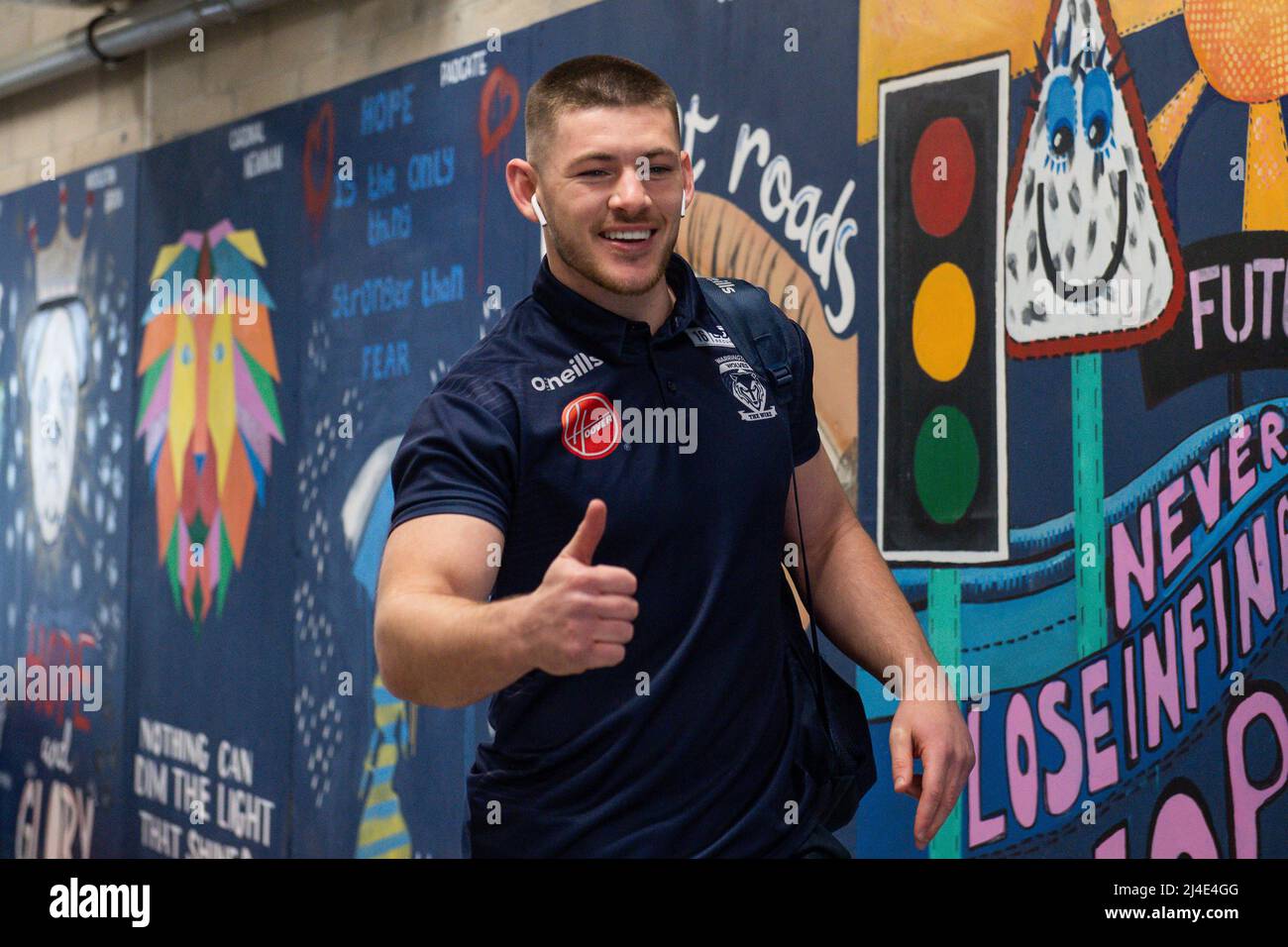 Danny Walker #16 of Warrington Wolves arrives at The Halliwell Jones ...