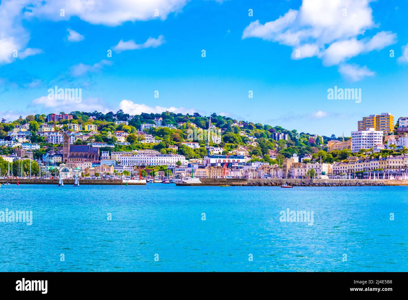 View of Torquay Harbour (Inner Dock) in the seaside town of Torquay on ...