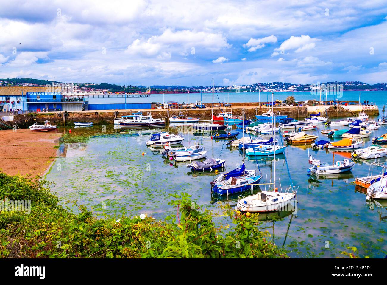 View of Paignton Harbour moorings-Picturesque harbour with the main emphasis on leisure boat ...