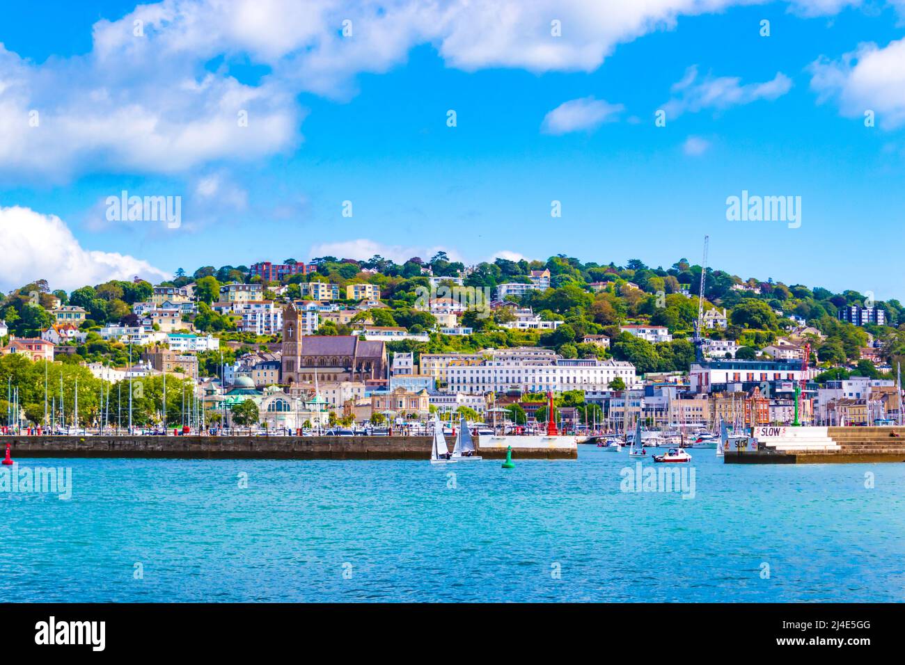 View of Torquay Harbour (Inner Dock) in the seaside town of Torquay on ...
